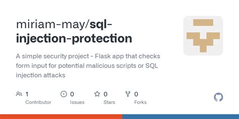 Github Miriam Maysql Injection Protection A Simple Security Project