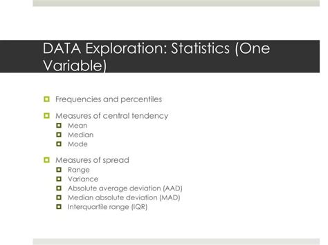 Ppt Data Exploration Statistics One Variable Powerpoint