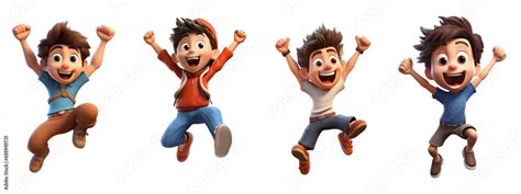 3d Boy Jumping For Joy 3d Rendring Isolated On White Background