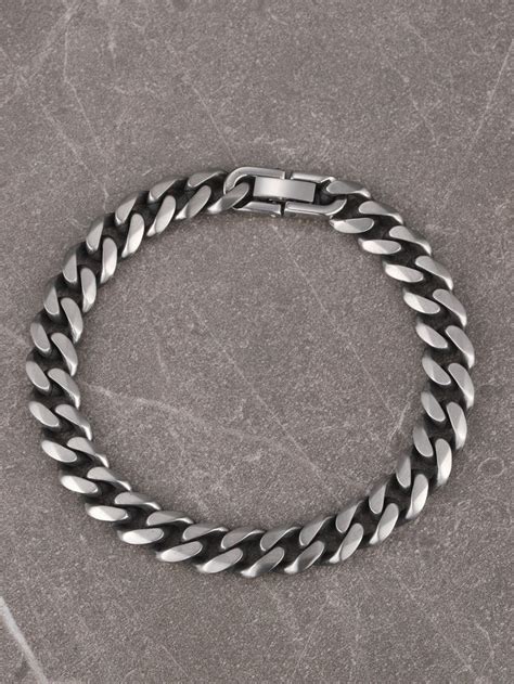 Feel Style 1 Pieza Brazalete De Cadena De Acero Inoxidable De Estilo Simple Para Hombres Para
