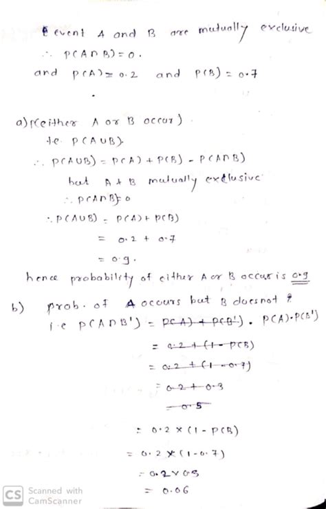 suppose that a and b are mutually exclusive events for which p a 0 2