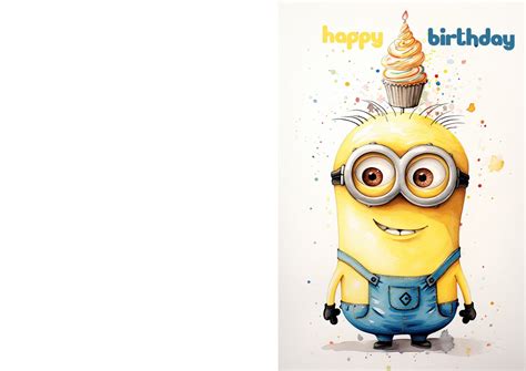 Minions Themed Birthday Card Printable Minions Greeting Card Print
