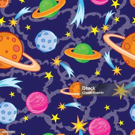 패턴 진한 파란색 배경 여러 가지 빛깔의 행성과 달 벡터 일러스트 그리기에 대한 스톡 벡터 아트 및 기타 이미지 그리기