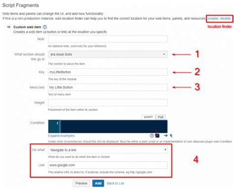 creating buttons and rest endpoints in jira
