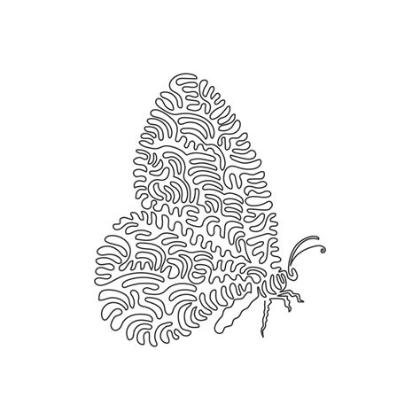 Single Curly One Line Drawing Of Cute Butterfly Abstract Art Continuous Line Draw Graphic