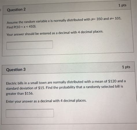 solved 1 pts question 2 assume the random variable x is