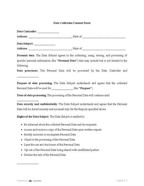 Data Collection Consent Form Template 6 Pdf Lawrina