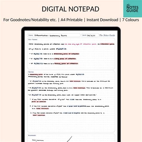 Digital Notepad With Sections To Structure Your Notes Clearly Goodnotes And Notability