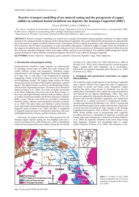 Pdf Reactive Transport Modelling Of Ore Mineral Zoning And The Paragenesis Of Copper Sulfides