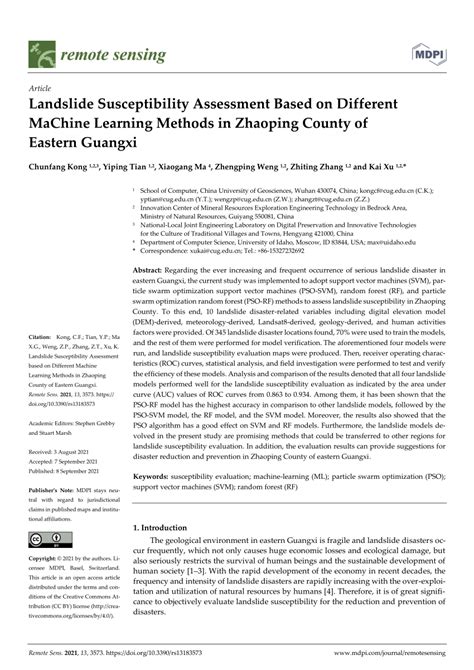 Pdf Landslide Susceptibility Assessment Based On Different Machine