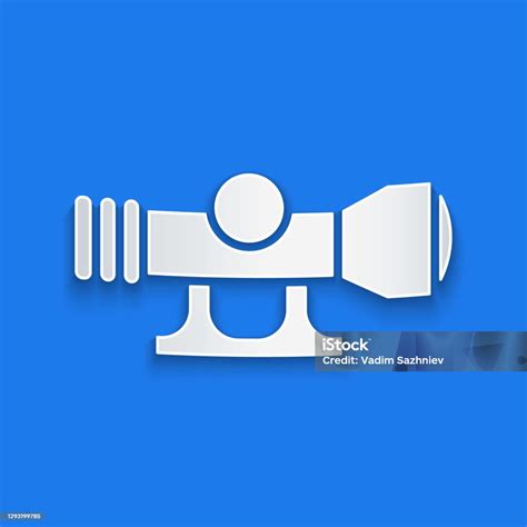 종이 컷 스나이퍼 광학 시력 아이콘은 파란색 배경에 격리 스나이퍼 스코프 십자선 종이 아트 스타일 벡터 개념에 대한 스톡 벡터