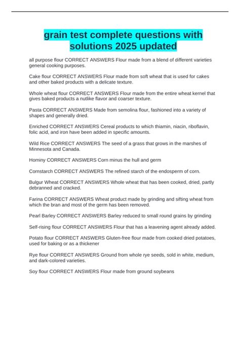 Grain Test Complete Questions With Solutions 2025 Updated Grain Stuvia Us