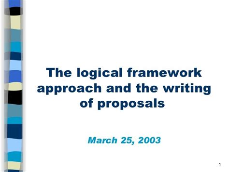 Logical Framework And Project Proposal Project Proposal Proposal Problem Statement