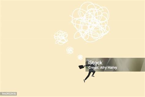 불안한 사업가 직원이 머리에서 줄을 서고 있습니다 스트레스 문제 좌절 및 압박감의 개념 걱정하는에 대한 스톡 벡터 아트 및 기타