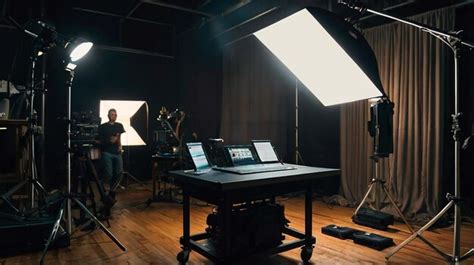 Behind The Scenes Production Set Shooting Premium Ai Generated Image