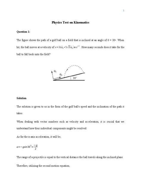 Assignment In Kinematics Download Free Pdf Velocity Space