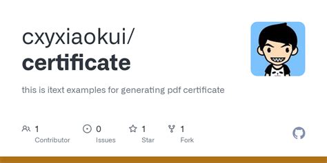 GitHub Cxyxiaokui Certificate This Is Itext Examples For Generating