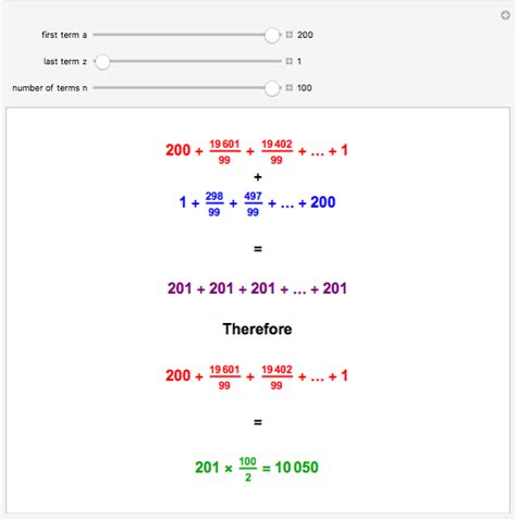 sum of an arithmetic progression wolfram demonstrations project
