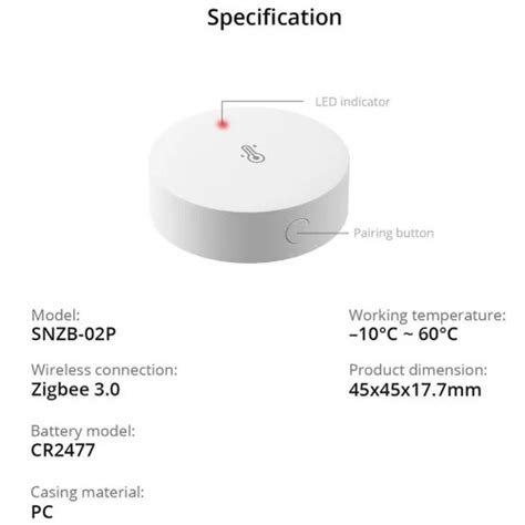 รนใหม Sonoff Zigbee Temperature and Humidity Sensor SNZB 02P เซนเซอรวดอณหภมและ