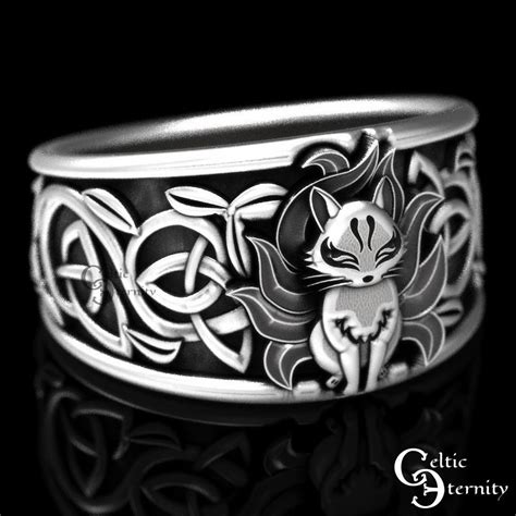 Sterling Silver Fox Ring Celtic Fox Ring Fox Wedding Ring 9 Tailed