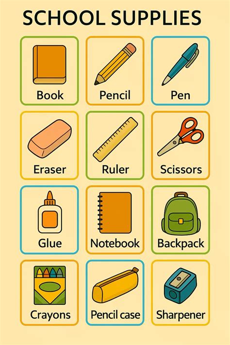 School Supplies English Vocabulary Part 1 In 2025 Studie