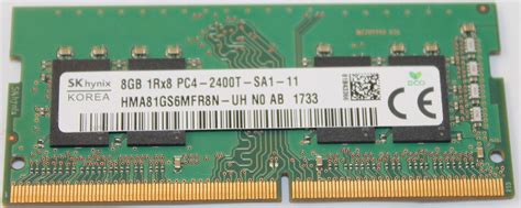 HMA81GS6MFR8N-UH SK hynix 1Rx8 8GB DDR4 PC4-19200 2400MHz Laptop Memory ...