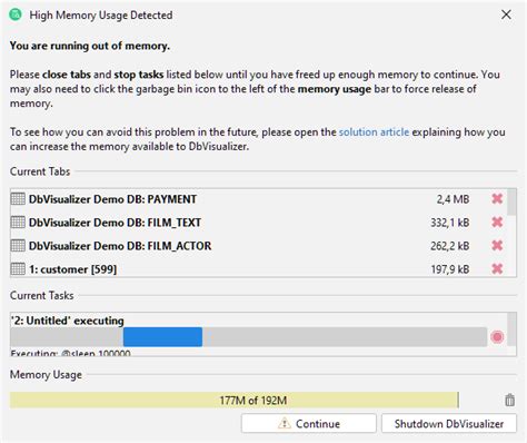 Handling Memory Constraints In Dbvisualizer
