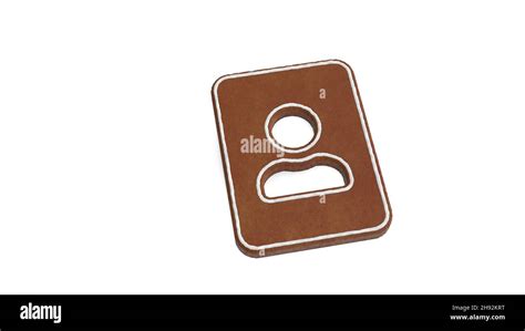 3d Rendering Of Gingerbread Cookie In Shape Of Symbol Of Rectangular Card With Person Portrait