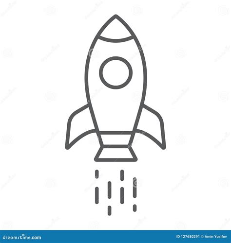 Spaceship Thin Line Icon Shuttle And Cosmos Rocket Sign Vector Graphics A Linear Pattern On