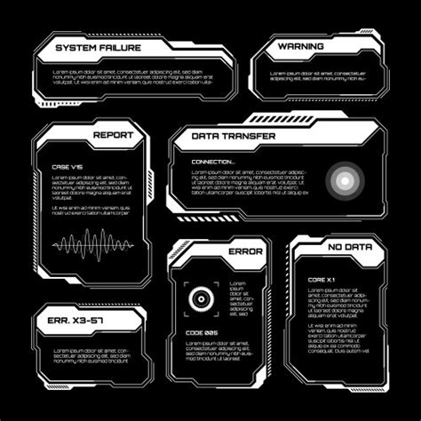 Black Futuristic Hud Or Ui Elements Sci Fi User Vector Image
