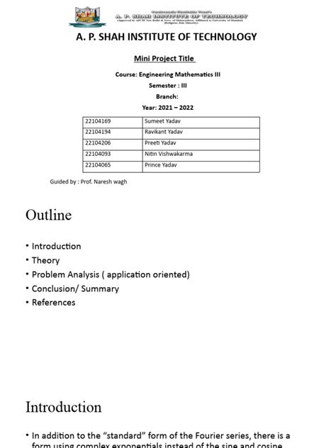 Mini Project Ppt Pdf Fourier Series Fourier Transform