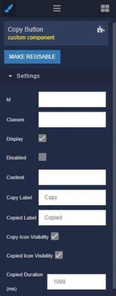 Copy Button Component Backendless Marketplace