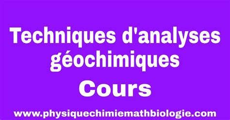 Cours de Techniques dAnalyses Géochimiques PDF