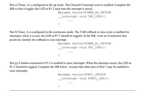 Solved Part E Timer A Is Configured In The Up Mode The Chegg Com
