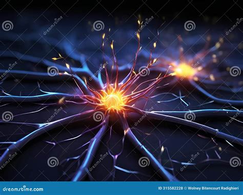 Image Of A Neuron Receiving An Electrical Impulse 4 Stock Illustration