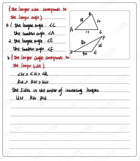 Solved Learning Task A Name The Largest Angle And The Smallest Angle In The Following Triang