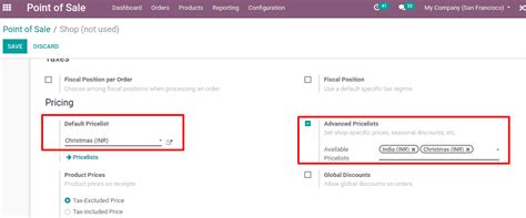 Odoo 13 POS Price List