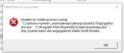 Error Message Action Other PsychoPy