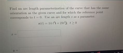 Find An Arc Length Parameterization Of The Curve That