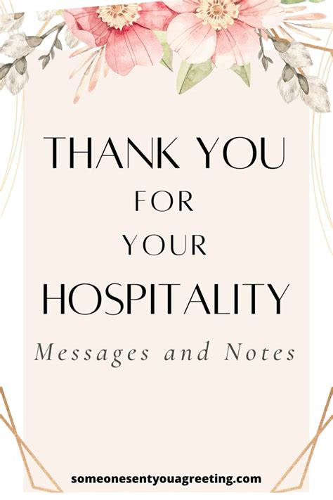 Thank You For Your Hospitality Messages And Notes Thank You For Your