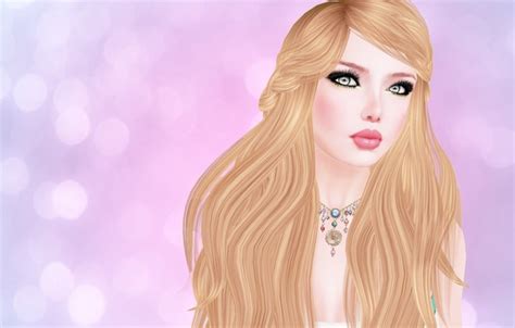 Скачать обои глаза девушка волосы губы колье рендер раздел рендеринг в разрешении 1024x768