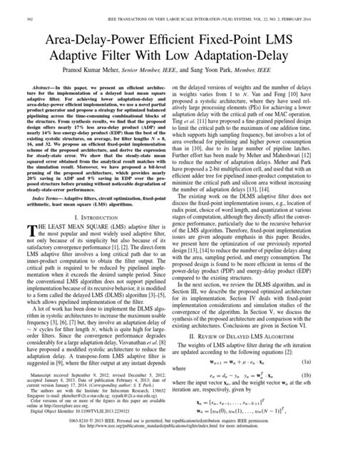 Area Delay Power Efficient Fixed Point Lms Adaptive Filter With Low
