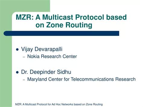 ppt mzr a multicast protocol based on zone routing powerpoint