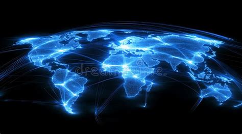 A Stylized World Map With Interconnected Glowing Lines Symbolizing Global Network And