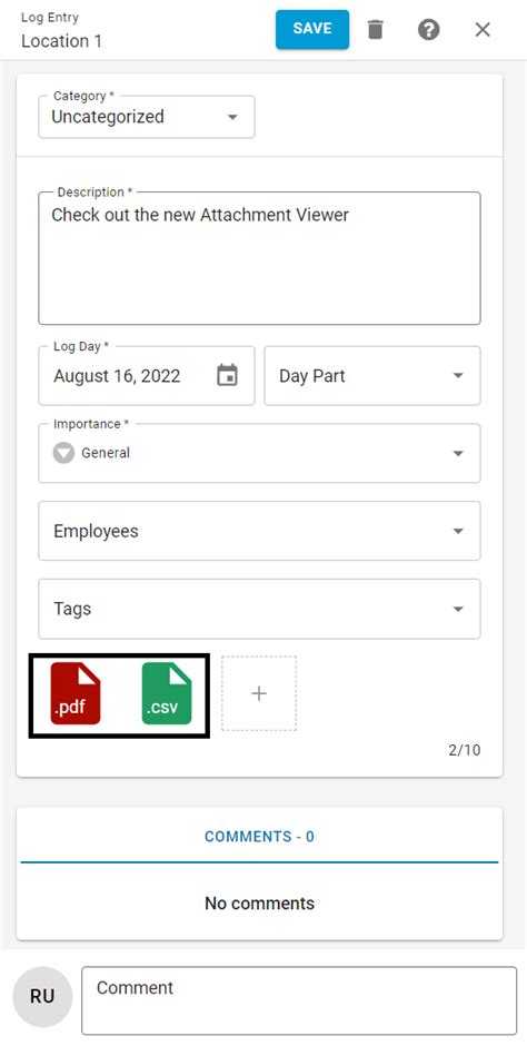 Log Entries Attachment Viewer