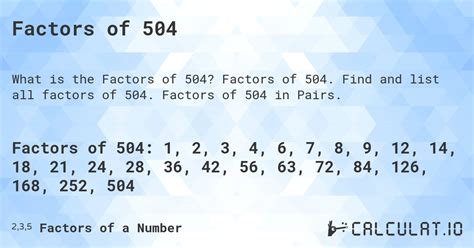 Factors Of 504 Calculatio