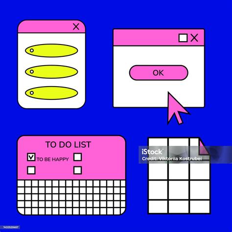 오래된 Pc 창 90s 작풍 세트 오래된 컴퓨터 미학 웹 전자 아이콘 1990 바이브 벡터 일러스트레이션 레트로 게임 90 년대 스타일 1990 1999 년에 대한 스톡