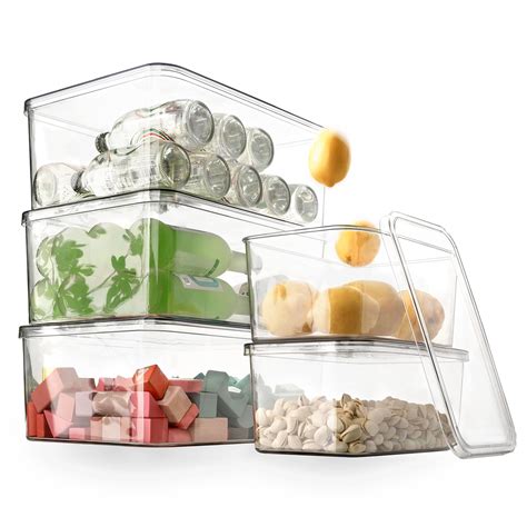 Clear Storage Bins With Lids5 Packs Food Storage Organizercabinet