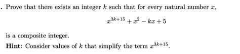 Solved Prove That There Exists An Integer K Such That For Chegg