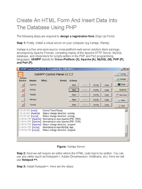 Create An HTML Form and Insert Data Into The Database Using PHP | PDF ...